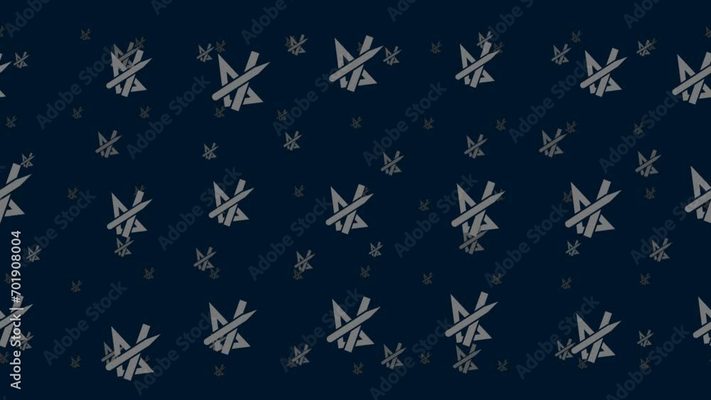 School supplies symbols float horizontally from left to right. Parallax fly effect. Floating ...