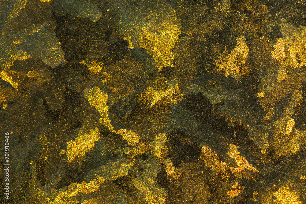 Pattern of ice gold frost on the glass of window. Winter background ant ...