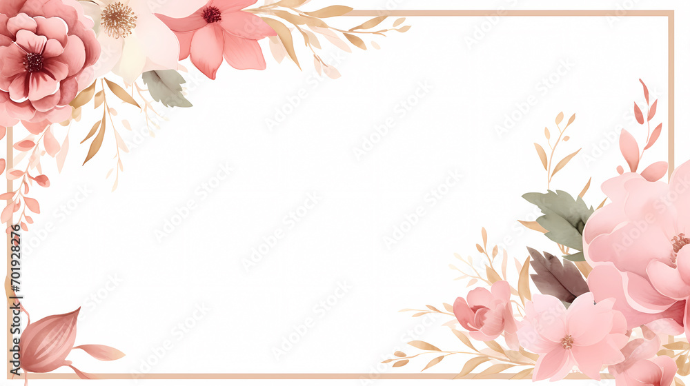 Floral frame with watercolor flowers, decorative flower background ...