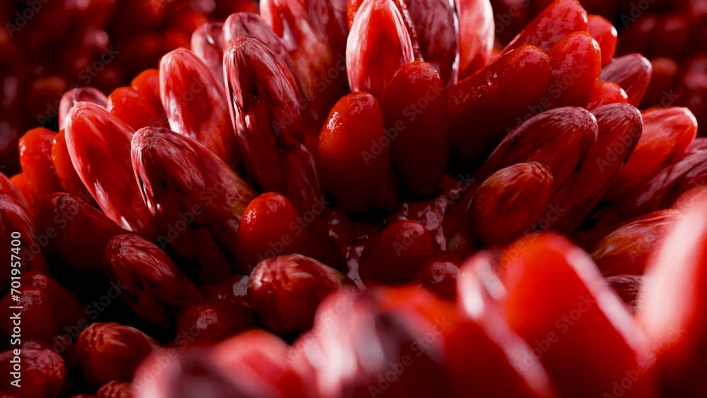 intestinal villi.Red microvilli in a intestinal tract. close-up ...