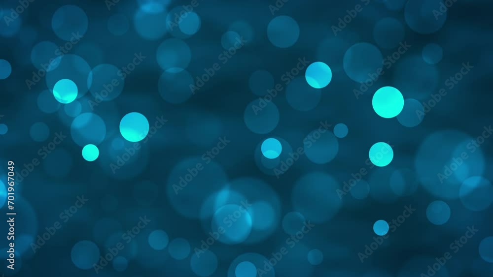 Light blue glowing bokeh particles animation.Blue background.Moving ...