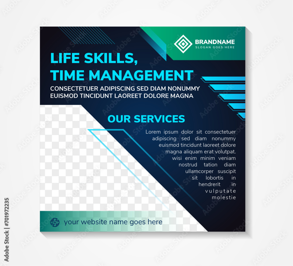 life skills and time management square banner or creative for the ...
