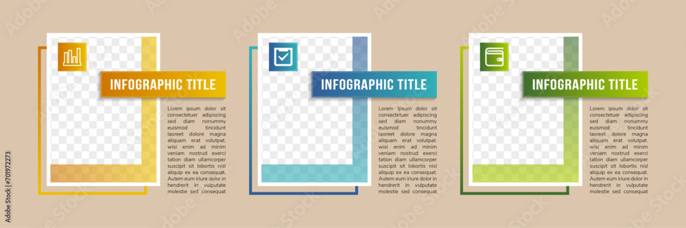 Vector simple multipurpose infographic template with rectangle photo ...