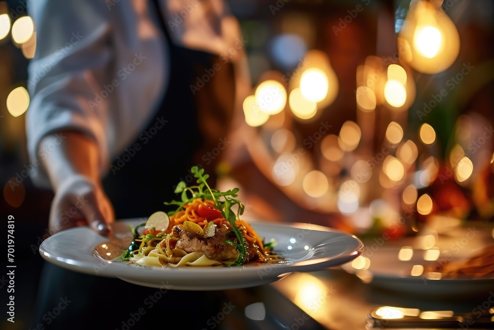 Stylish Gastronomy: In the aesthetic of black, golden, and white, a ...