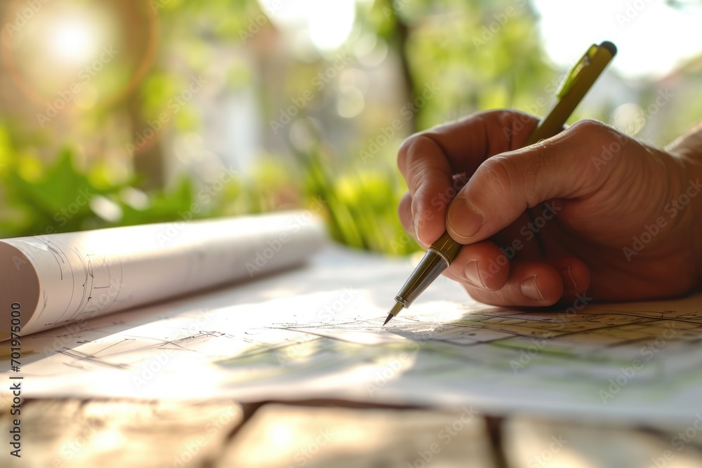 Architectural Visionary: An architect passionately drawing up ...