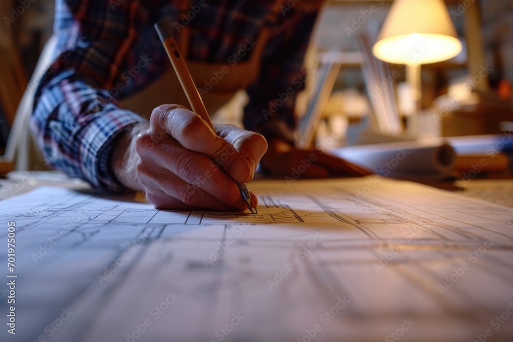 Architectural Visionary: An architect passionately drawing up ...