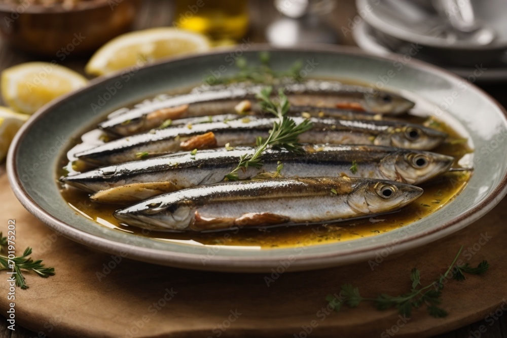 grilled fish with lemon (Boquerones en Vinagre) Stock Illustration ...