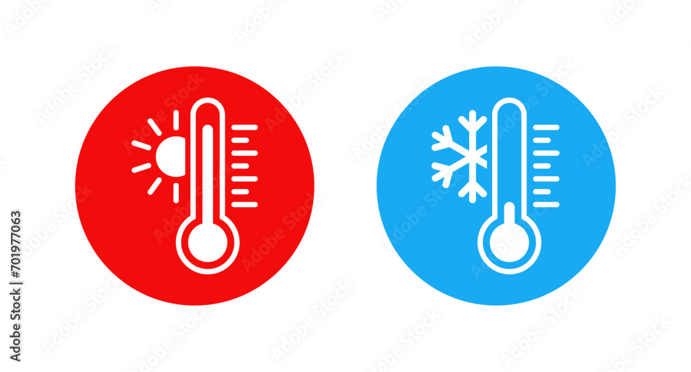High and low temperature thermometer icons Векторный объект Stock ...