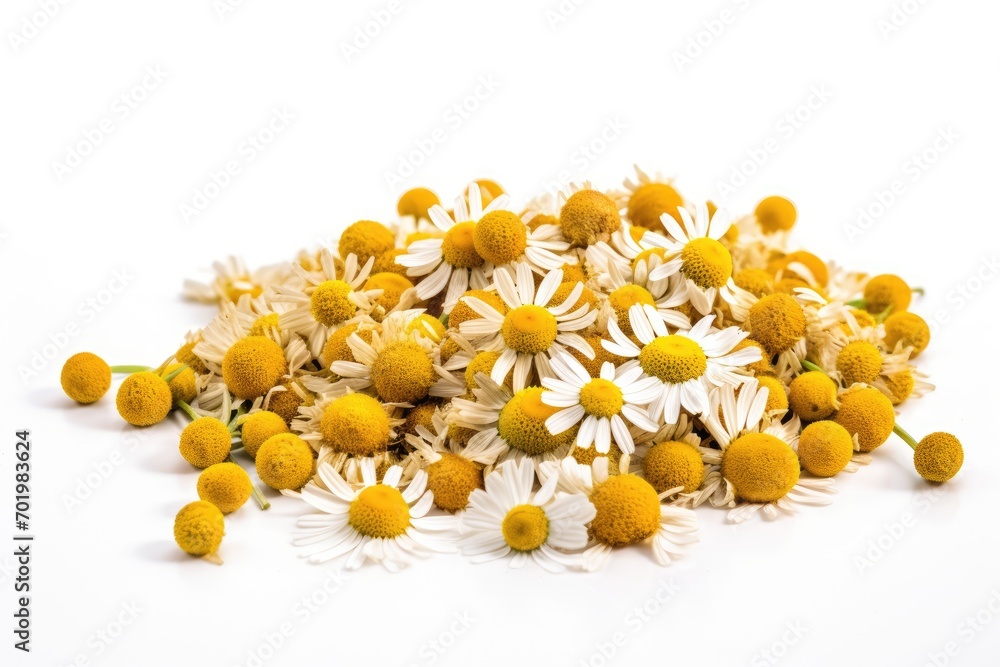 Stock photos of dried Chamomile buds on a white background. Organic ...