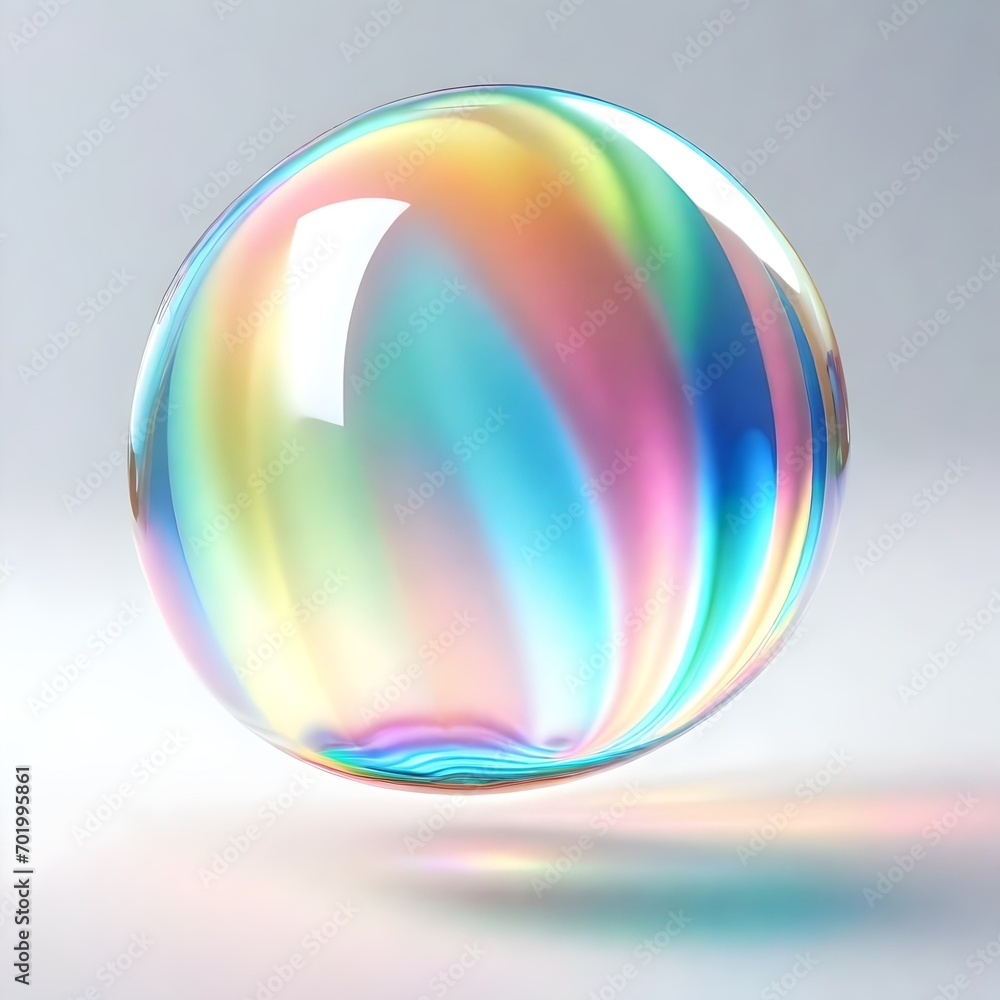 3D Soap bubble floating on white background. Water foam bubbles with ...