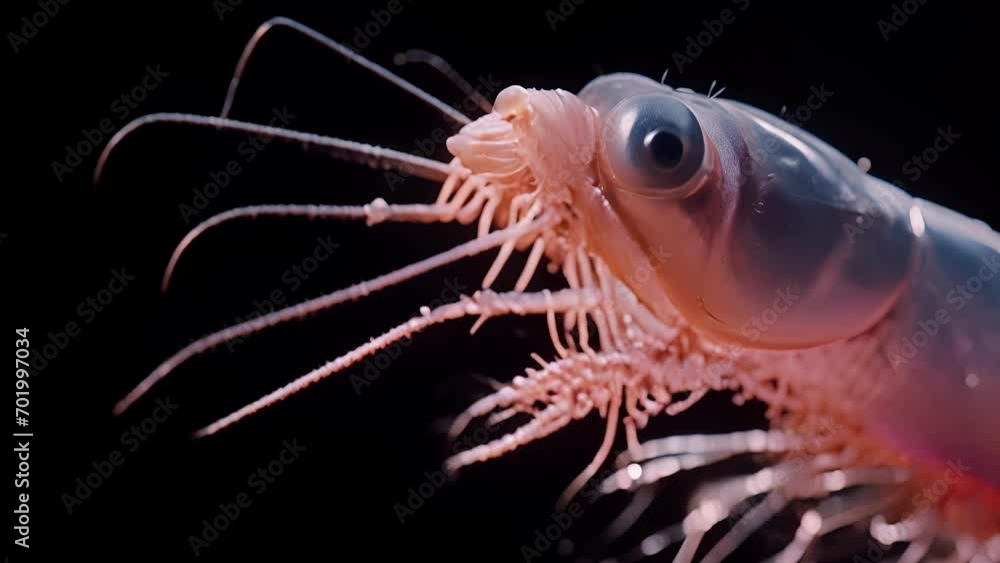 Vidéo Stock A closeup of a tiny krill, an important part of the marine ...