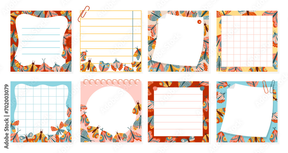 Paper sticky notes, Notepaper Sticker Notepads set with butterfly ...