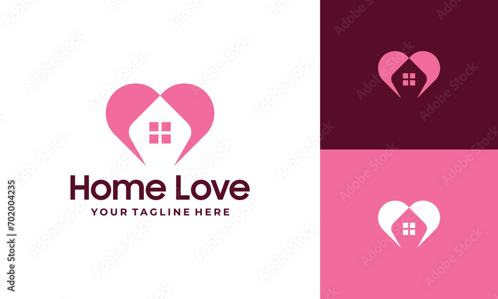 house and heart logo design inspiration Stock Vector | Adobe Stock