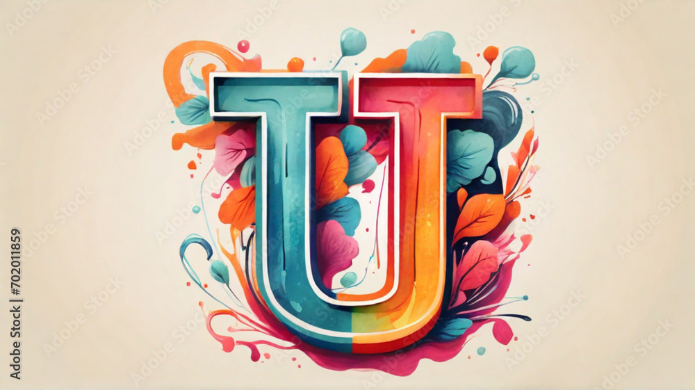 A playful and whimsical "U" letter logo with a hand-drawn feel ...