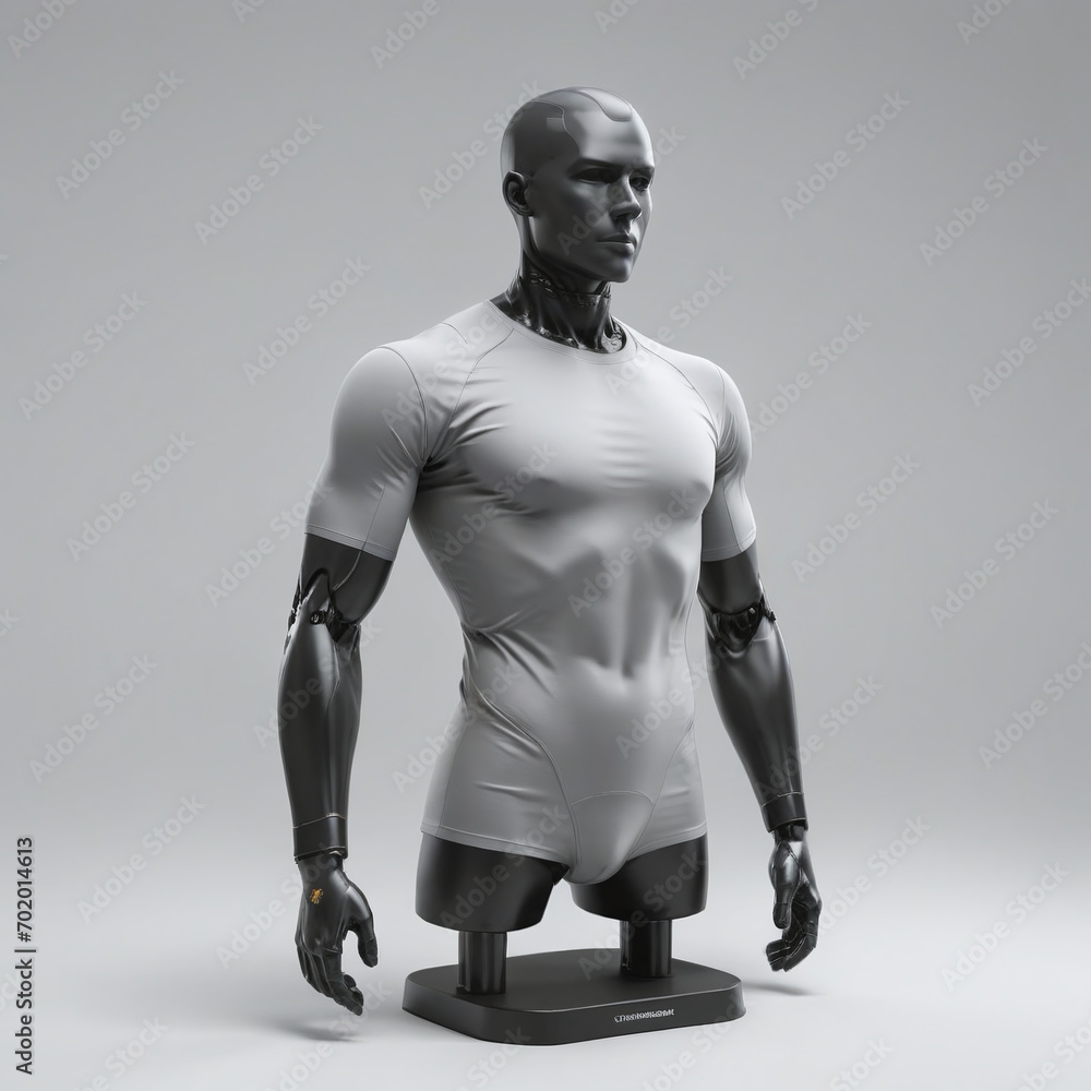 Grey male t-shirt in manekin realistic mockup set from front and back ...