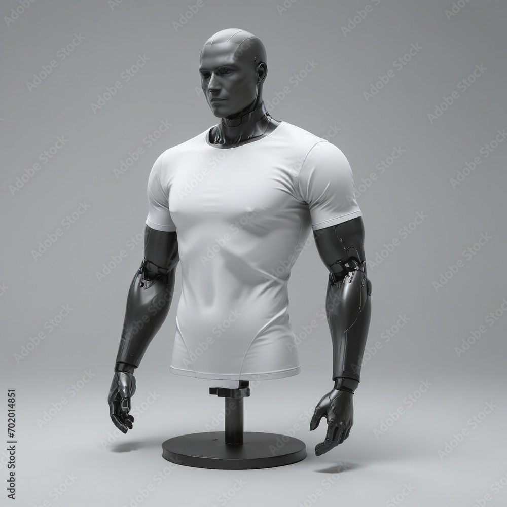 Grey male t-shirt in manekin realistic mockup set from front and back ...