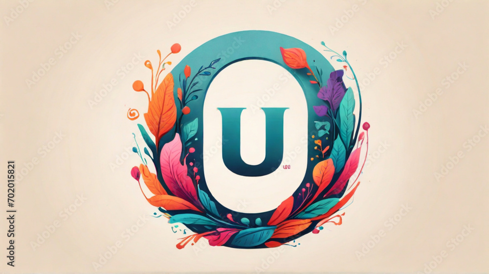 A playful and whimsical "U" letter logo with a hand-drawn feel ...