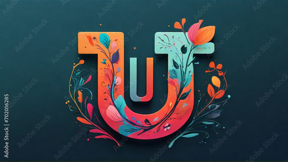 A playful and whimsical "U" letter logo with a hand-drawn feel ...