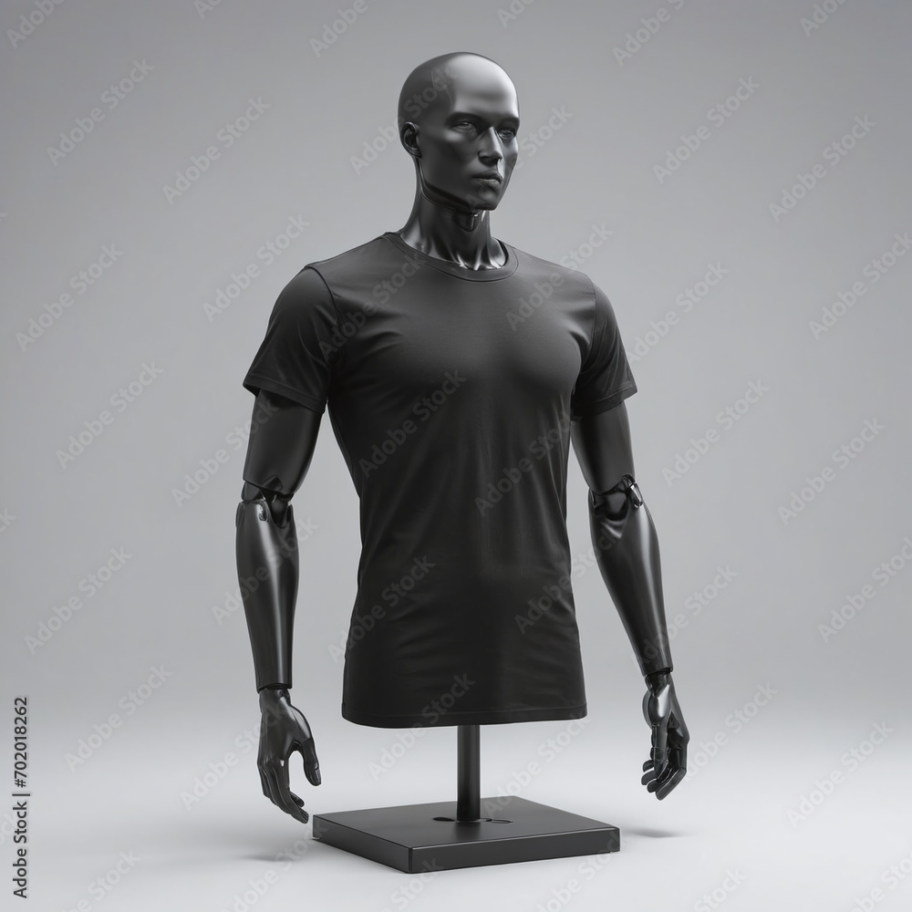 T-shirt mockup in black color. Mockup of realistic shirt with short ...