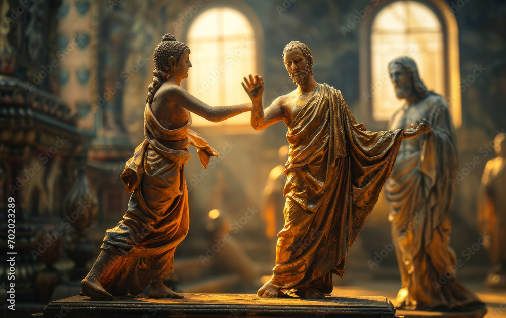 buddha statue in temple , Lord Buddha and Jesus Christ are dancing in ...
