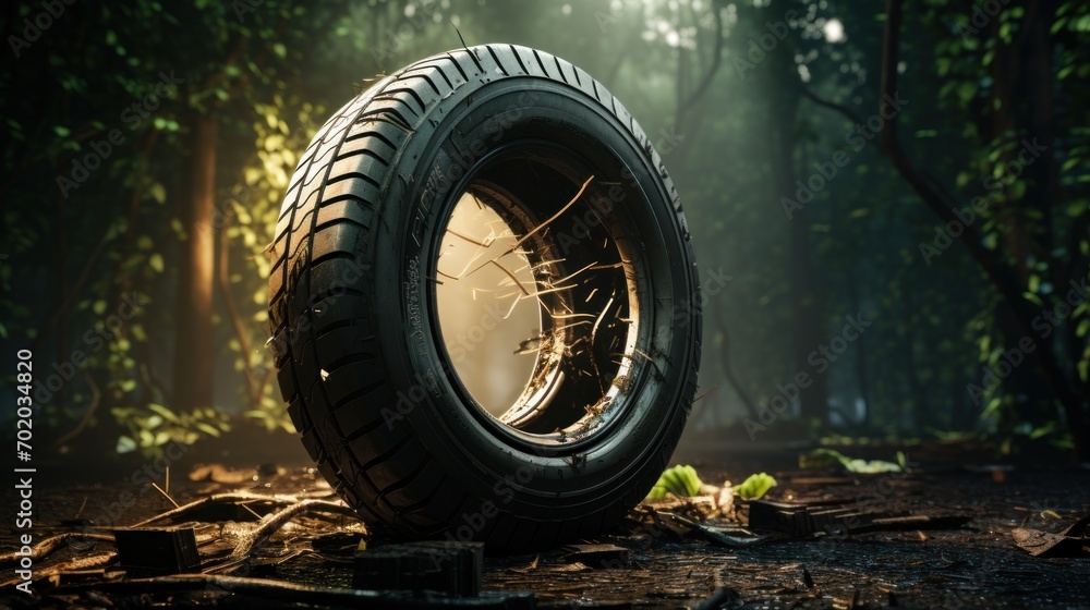 Reusing waste tires waste tire disposal Broken wheels to recycle Stock ...