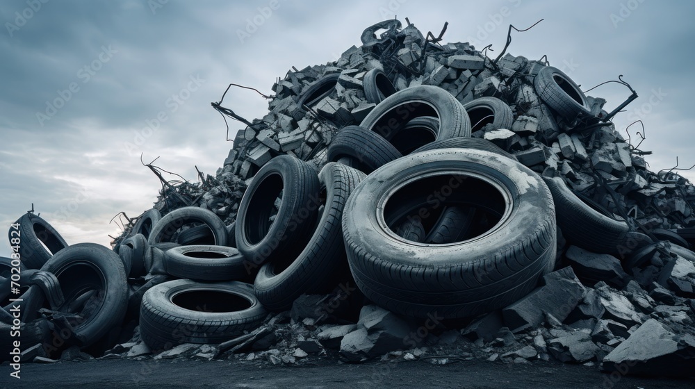 Reusing waste tires waste tire disposal Broken wheels to recycle Stock ...