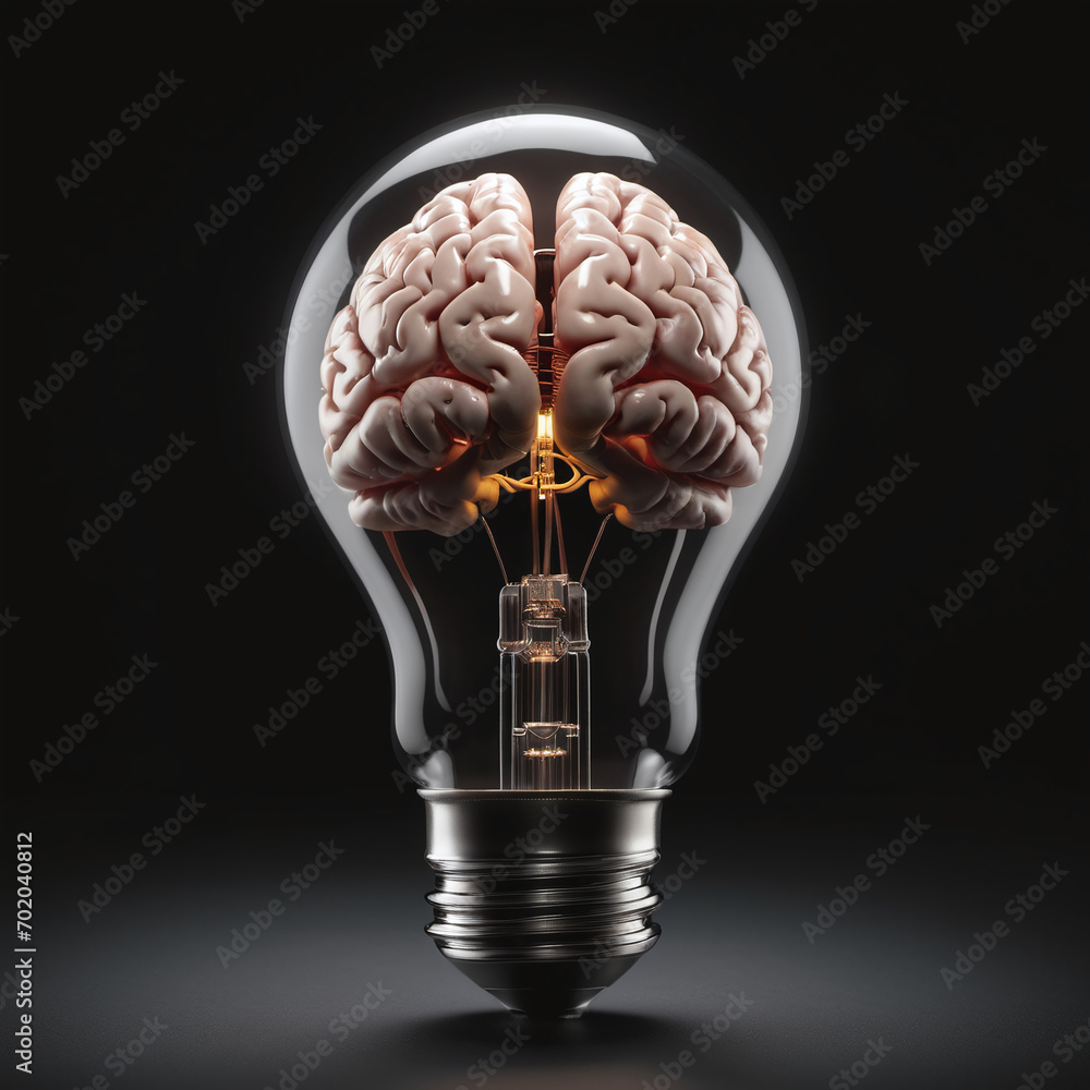 idea, thinking, imagination illustration, light bulb with brain, brain ...