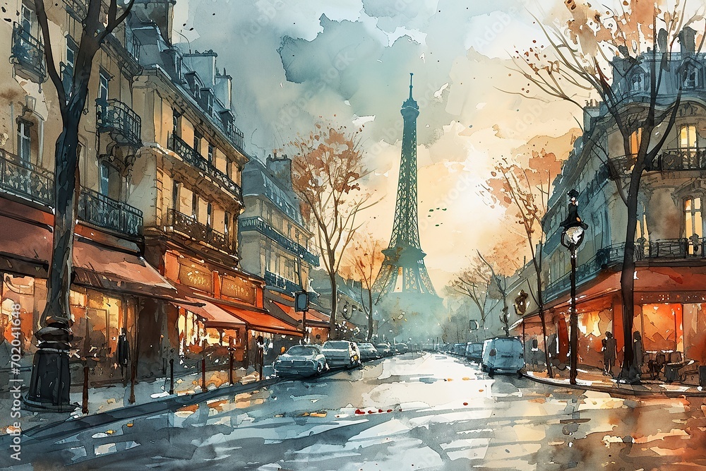 paris watercolor background, in the style of manga style, animated gifs ...