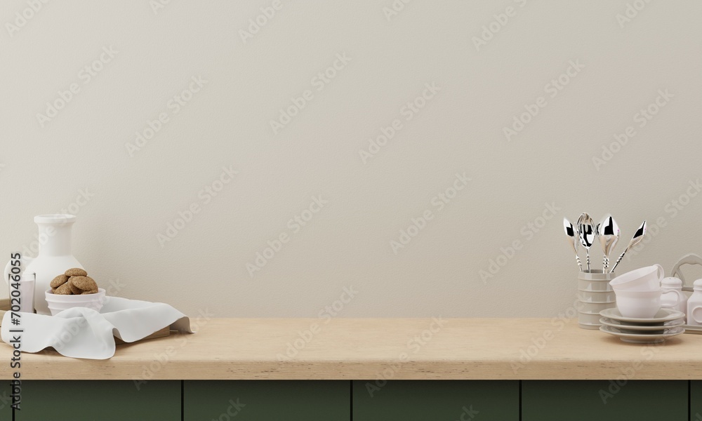 Minimal cozy counter mockup design for product presentation background ...