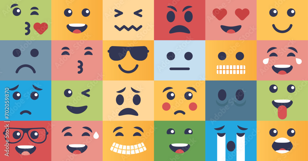 Emotional regulation with various facial expressions in outline ...