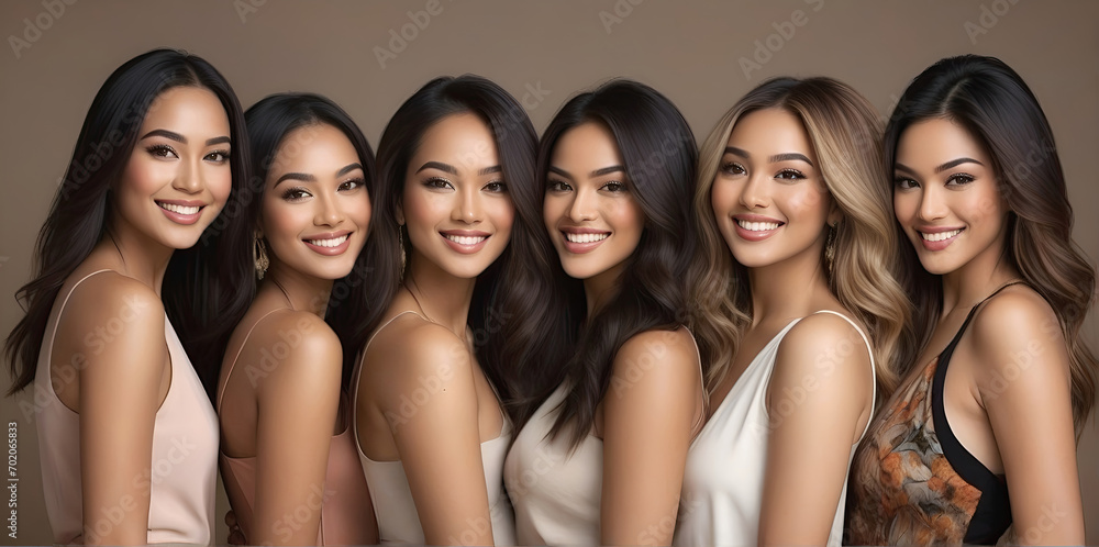 Beautiful young multiethnic women with natural makeup. Advertising for ...