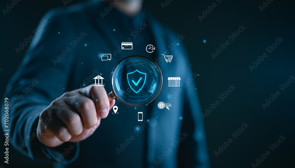 Service guarantee, clients service, businessman hand showing guarantee ...