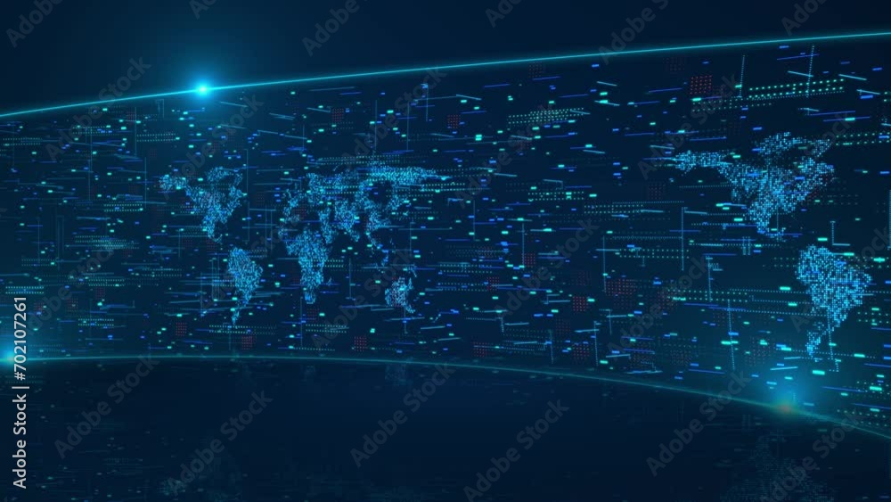 Futuristic Globe Map abstract Particle World Universe of Plexus Map ...