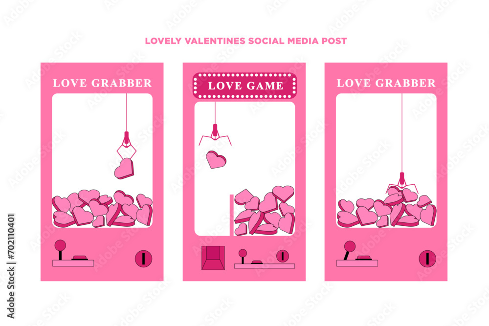 Trendy contemporary social media template with playful claw machine for ...