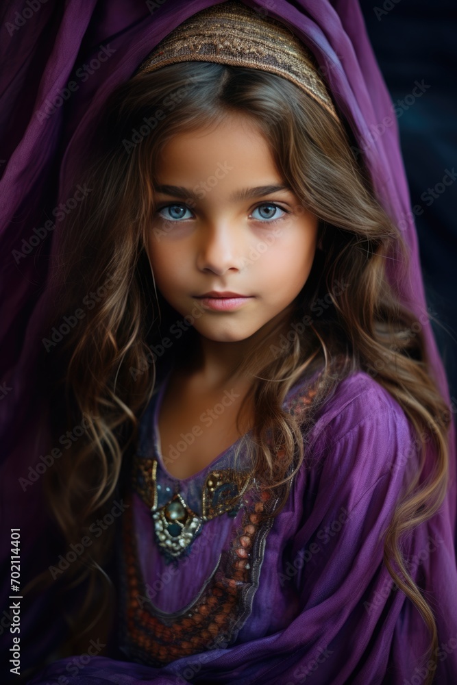 Gorgeous Young Girl with Dark Purple Hair. A fictional character ...