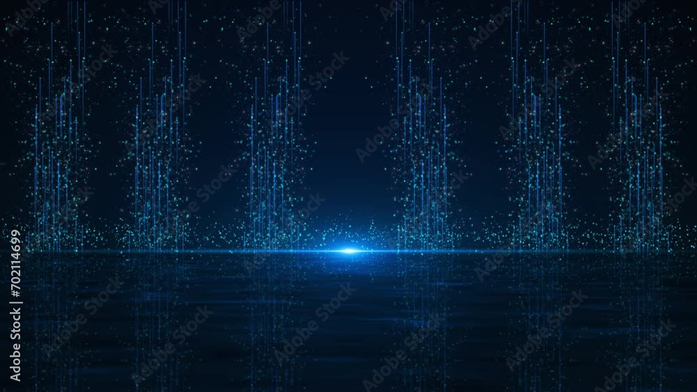 Deep cyber stage waves lights, futuristic digital Art background c ...