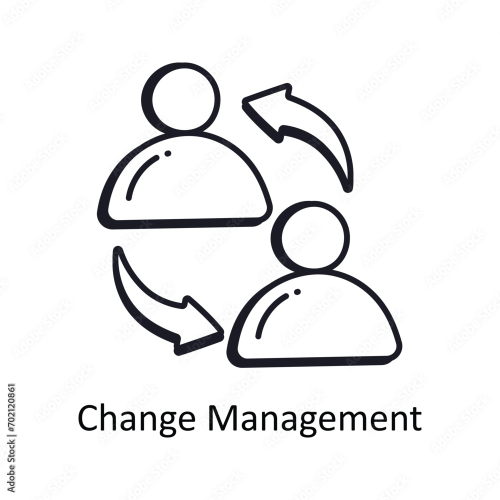 Change Management vector outline doodle Design illustration. Symbol on ...