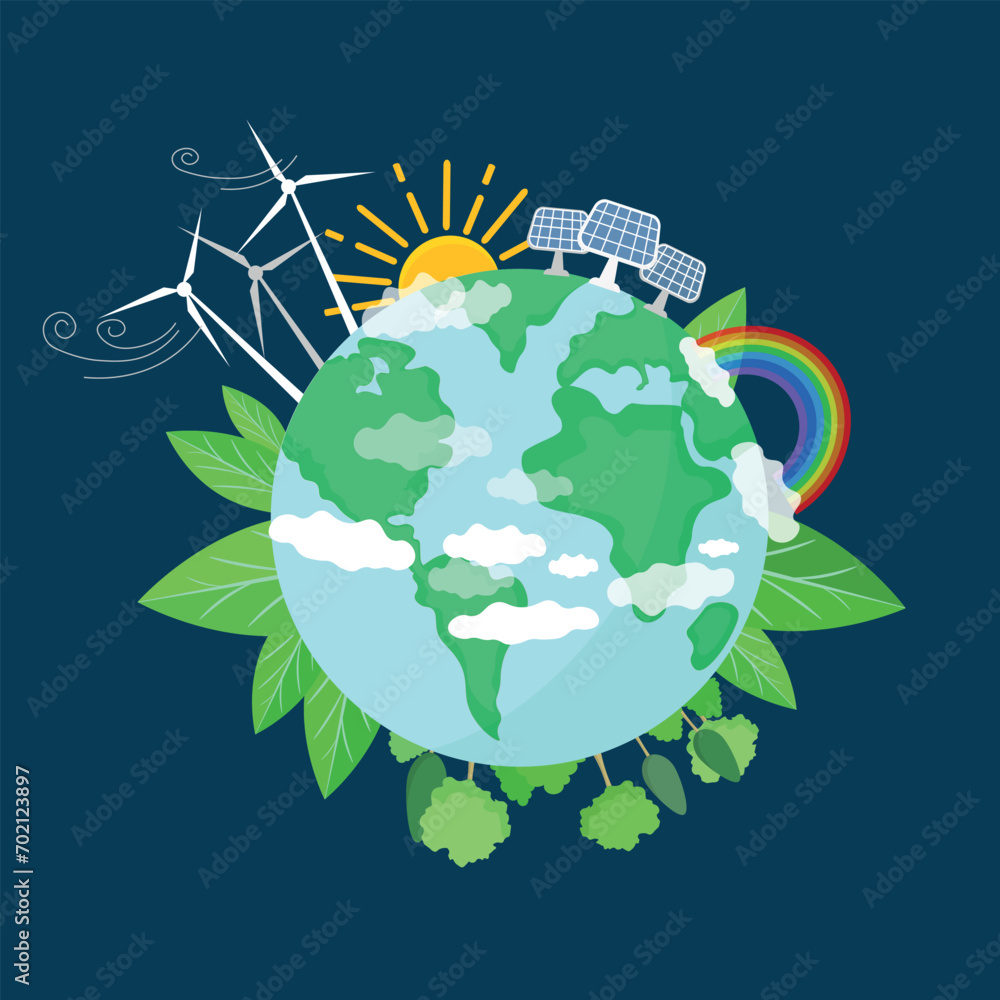 Ecology and Green Energy Concept. Clean Energy. Save The Planet. Wind ...