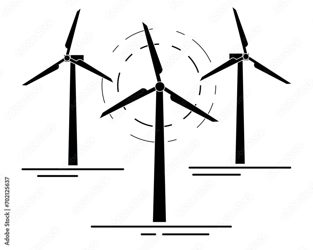 Vector Wind Turbine Towers icons. Alternative Energy. Windmill Energy ...