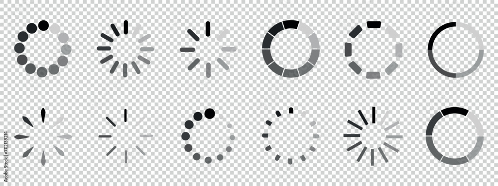 Loading Icons Collection, Load Process Icon Set - Different Vector ...