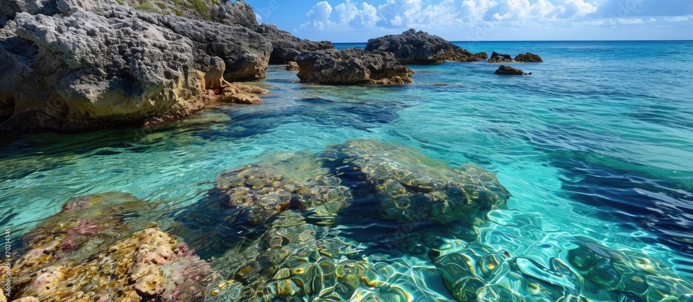 Coral reefs off the coast of Bermuda clear water of the Atlantic and ...