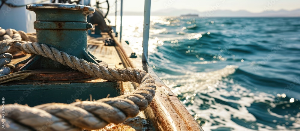 Forward starboard side mooring winch and anchor windlass with heaved up ...