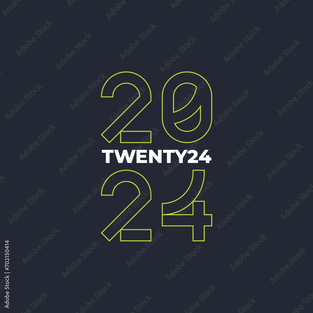 Stylish and Modern New Year 2024 emblem. Twenty Twenty four or twenty ...