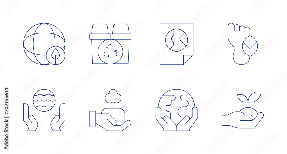 Environment icons. Editable stroke. Containing sustainable, recycled ...