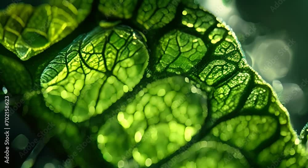 Macro shot of a green leaf with a reticulate structure. The concept of ...