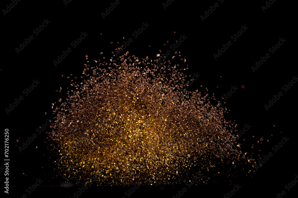 Ground Coffee roasted powder dust fly explosion, Coffee crushed ground ...