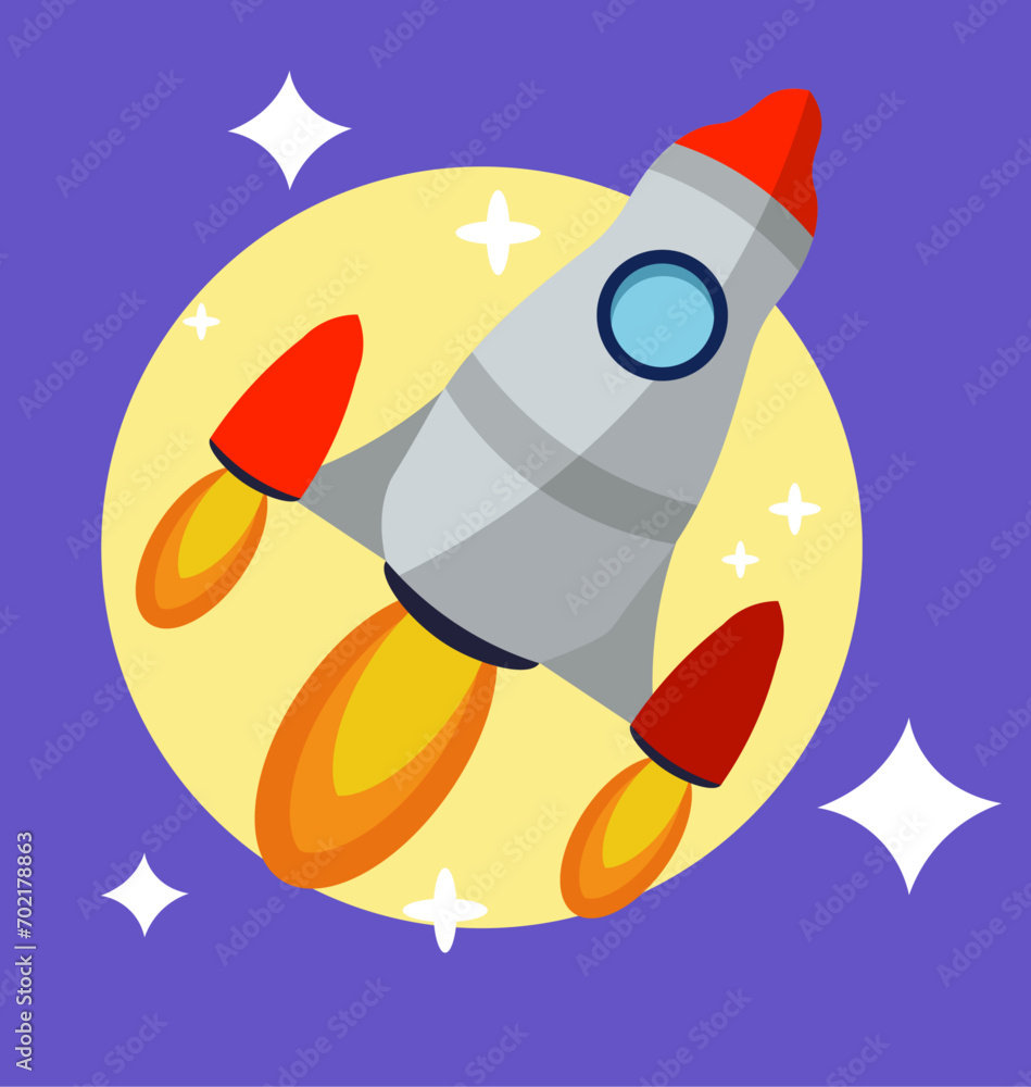 Vector rocket vector cartoon illustration with stars Stock Vector ...