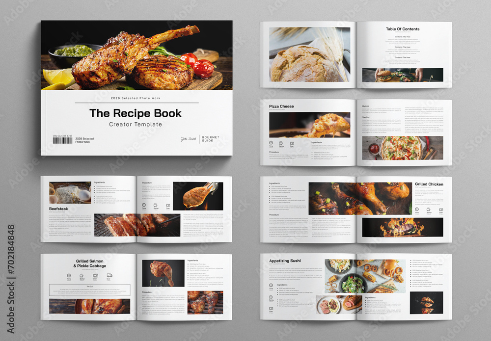 Recipe Book Creator Template Cookbook Layout Landscape Stock Template ...