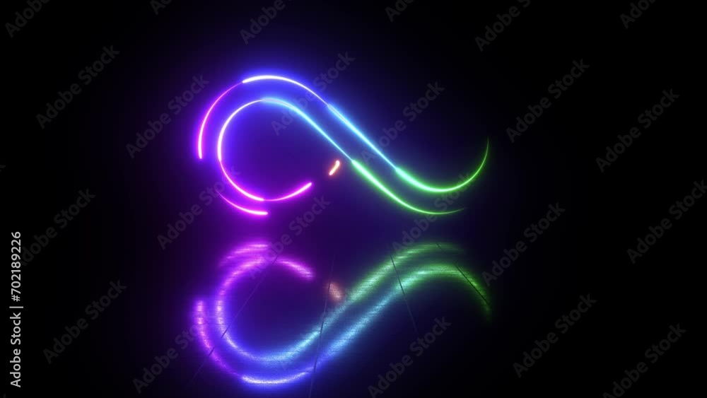 Neon Colorful Infinity Sign or Symbol with Reflection Motion Animation ...