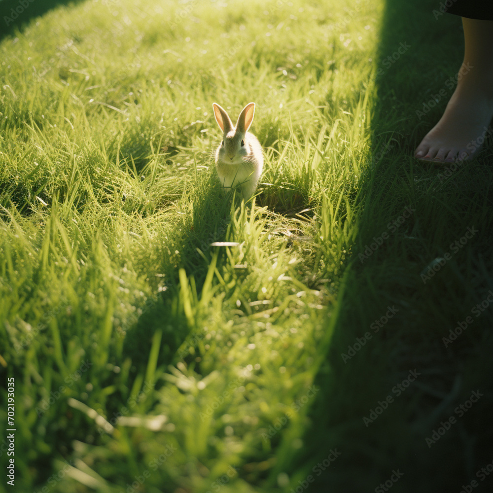 Playful photograph featuring the whimsical shadow of a rabbit cast on ...